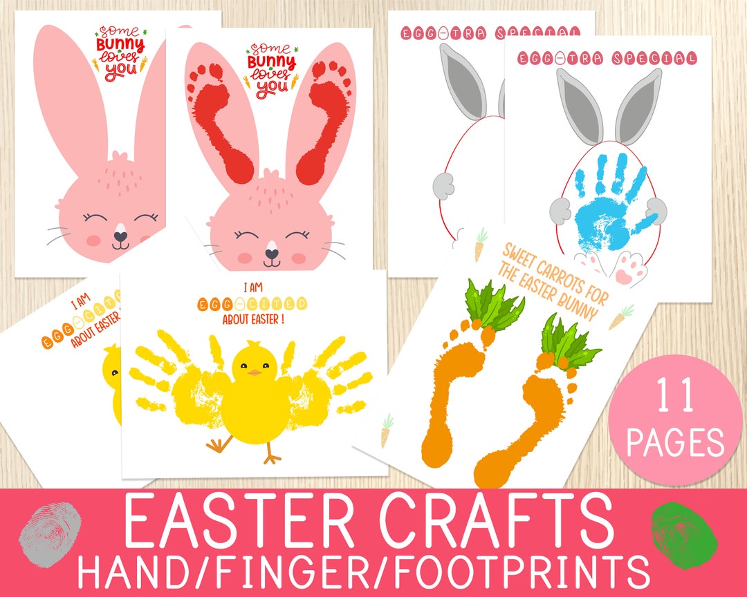 Easter Handprints Footprints Fingerprints Art Craft Activities Bundle ...