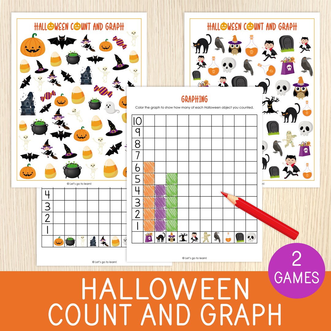 Halloween Game Count & Graph Preschool and Kindergarten Worksheets ...