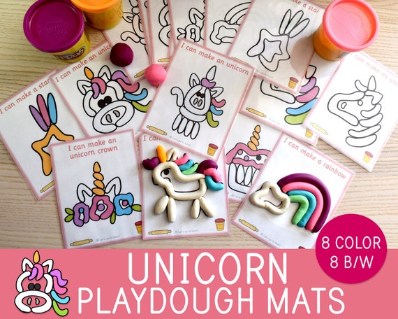Unicorn Playdough Mats Play Doh Toddler Preschool Activity - Etsy