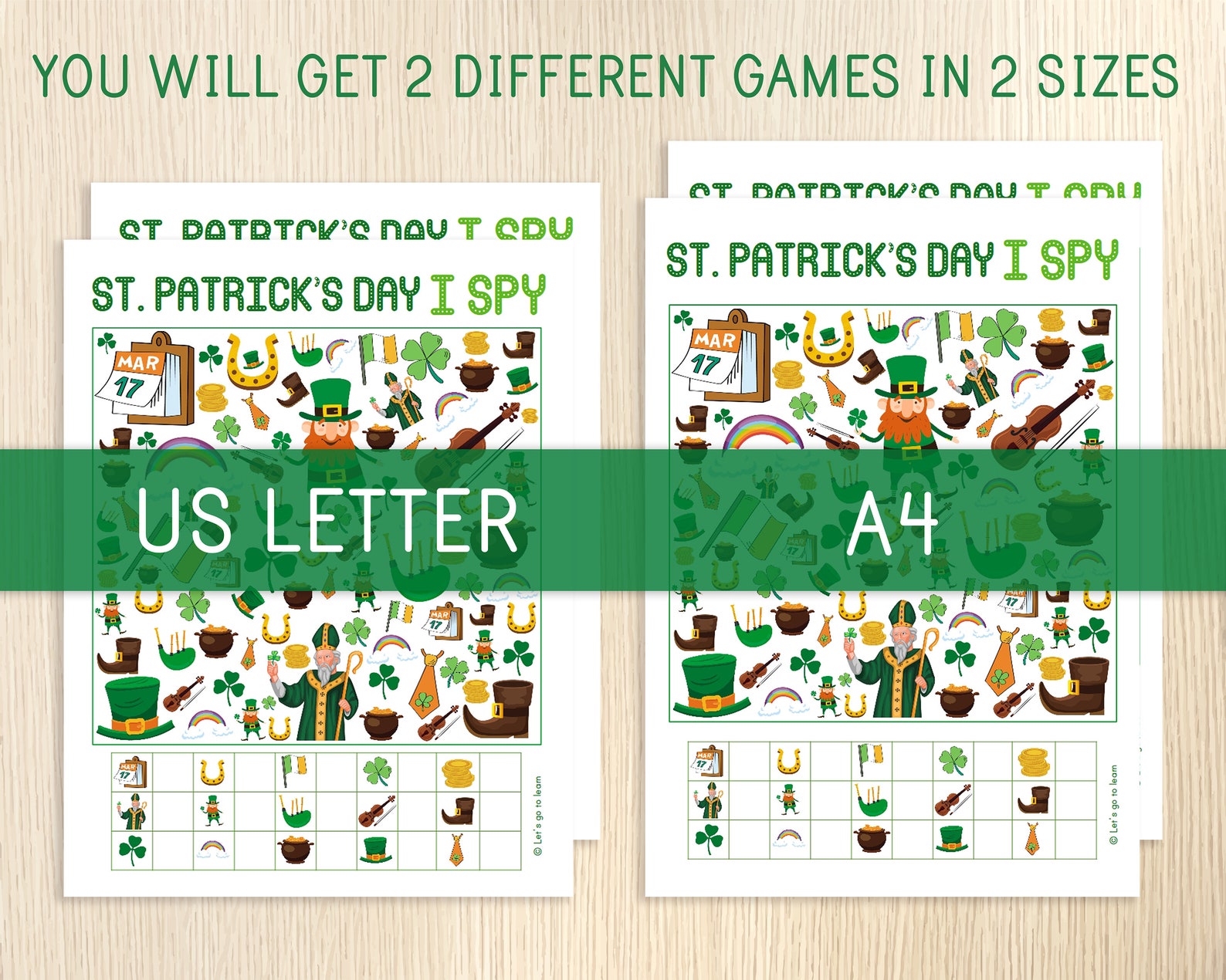 St. Patrick's Day I Spy 2 Printable Games Look and Find - Etsy