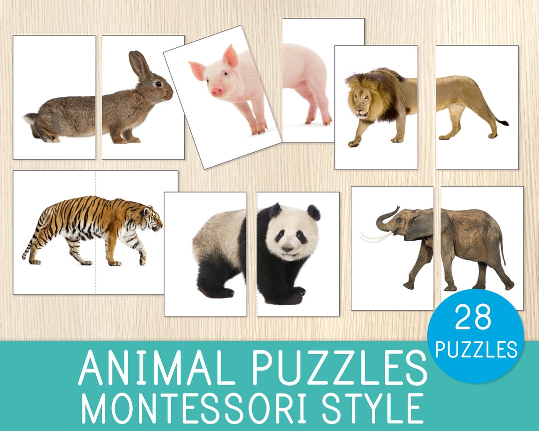Animal Puzzles, Matching Cards, Symmetry, Montessori Activity, Toddler ...