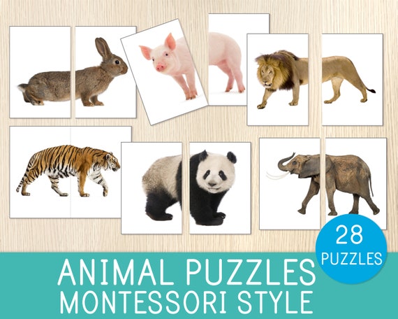 Animal Puzzles Matching Cards Symmetry Montessori Activity - Etsy