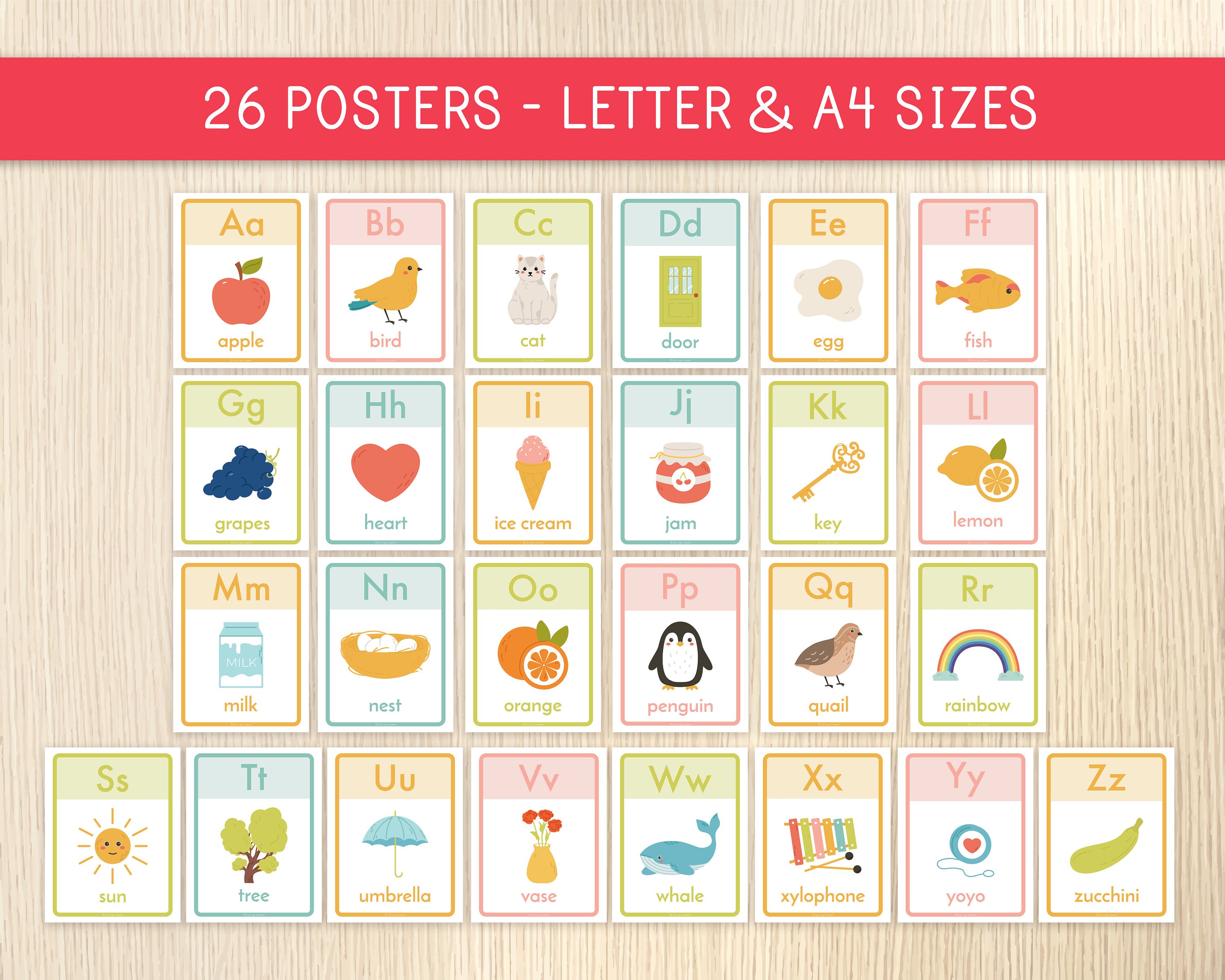 Alphabet Posters & Flashcards, Toddler, Preschool, Kindergarten, Home ...