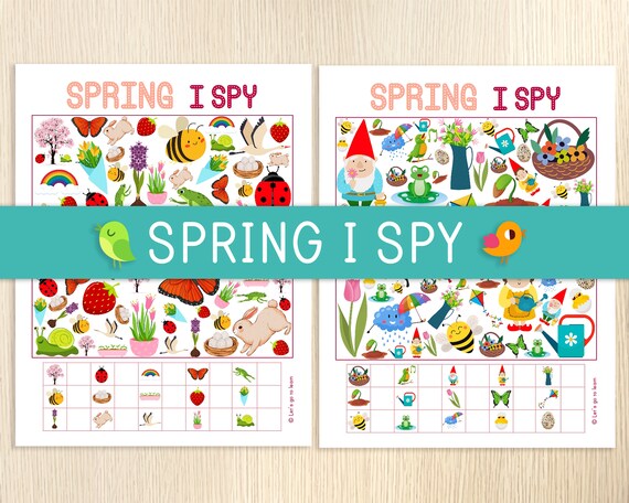 Spring I Spy 2 Printable Games Look and Find Counting Game - Etsy