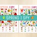 Spring I Spy, 2 Printable Games, Look and Find, Counting Game, Spring ...