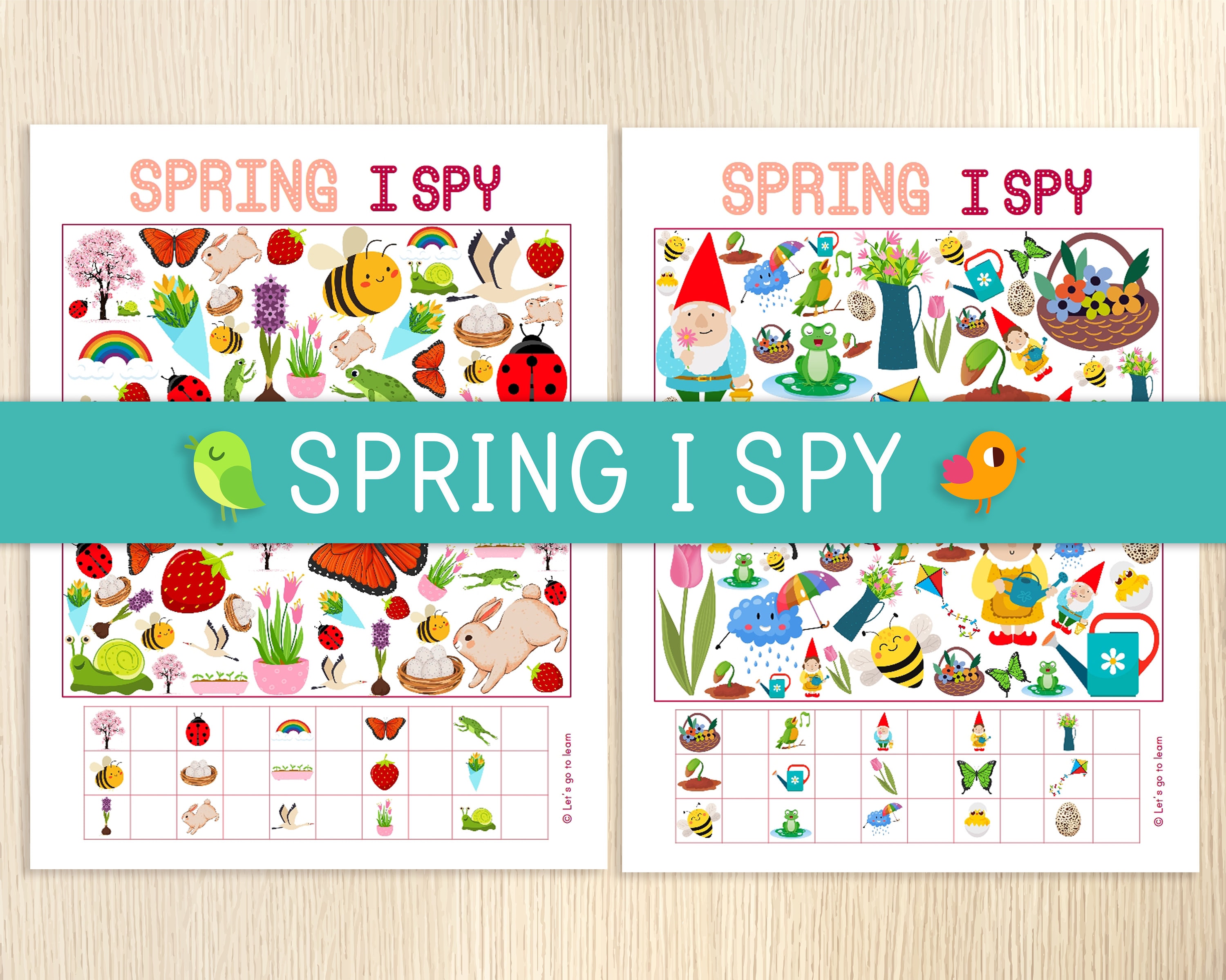 Spring I Spy, 2 Printable Games, Look and Find, Counting Game, Spring ...