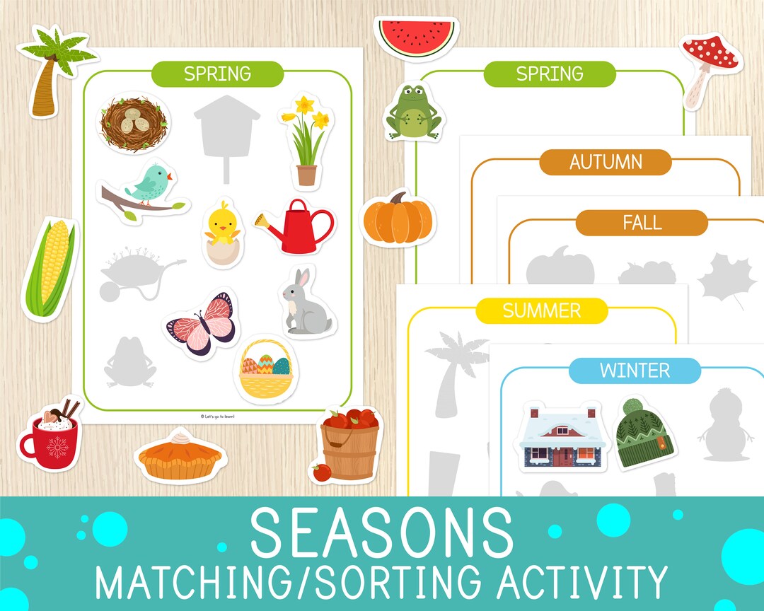 Seasons Matching Activity - Sorting Game - Sort by Seasons - Four ...