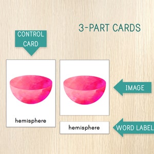 Shapes Cards, 3-part Cards, 2D & 3D, Nomenclature Cards, Montessori ...