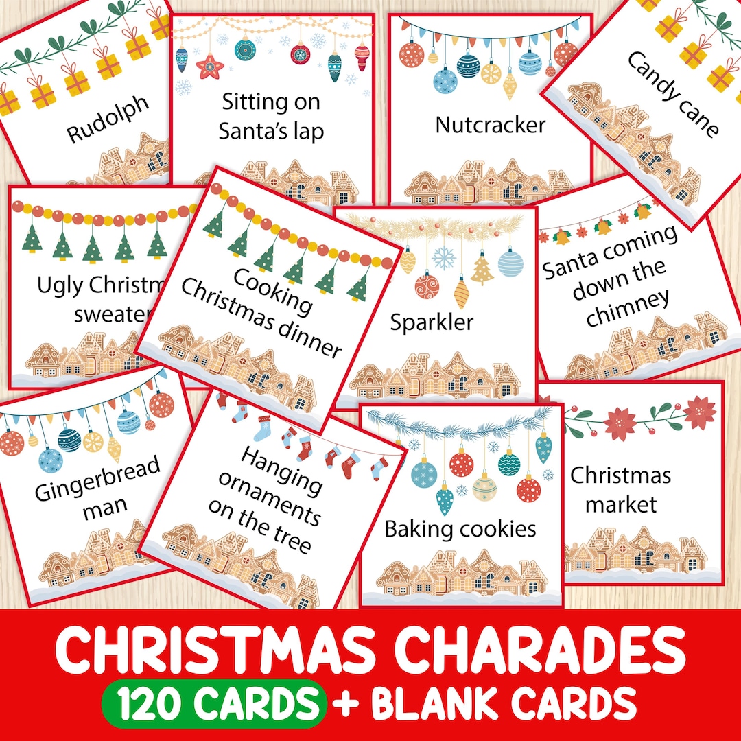 Christmas Charades Game - Xmas Printable Game - Fun Holiday Party ...