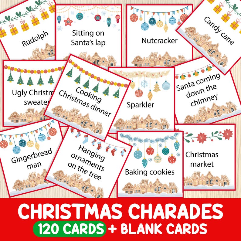Christmas Charades - Christmas Games - Work Holiday Party - Family Game ...