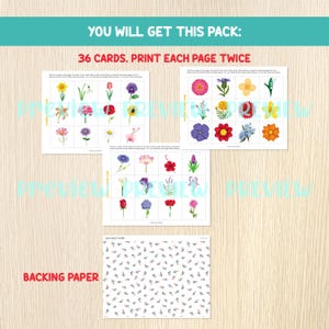 Flowers Memory Game - 36 Cards - Matching Activity - Toddler, Preschool ...