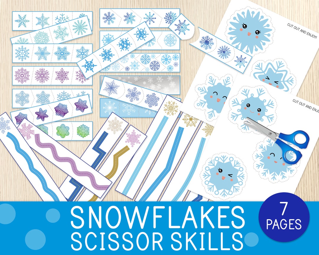 Snowflakes Scissor Skills, Winter Cutting Practice, Winter Cutting ...