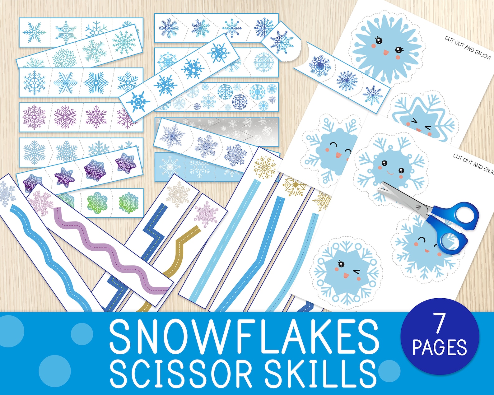 Snowflakes Scissor Skills, Winter Cutting Practice, Winter Cutting ...