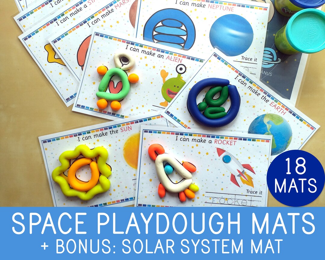 Space Playdough Mats, Play Doh Activity, Solar System Mat, Astronomy ...