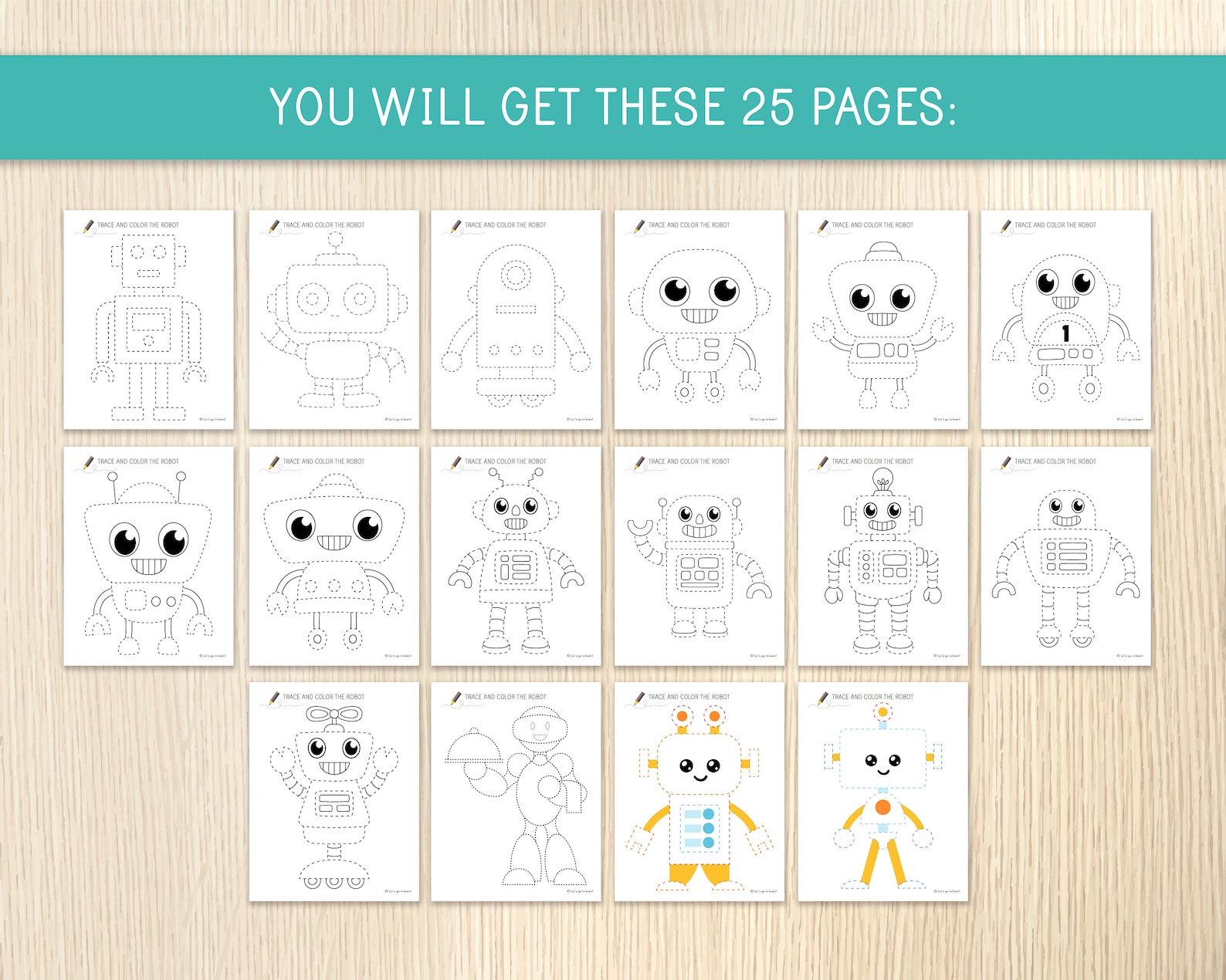 Robots Trace & Color Worksheets - Coloring Pages - Tracing Practice ...