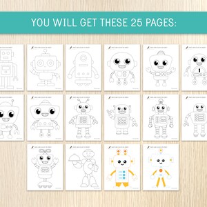 Robots, Trace and Color Worksheets, Coloring Pages, Tracing Practice ...