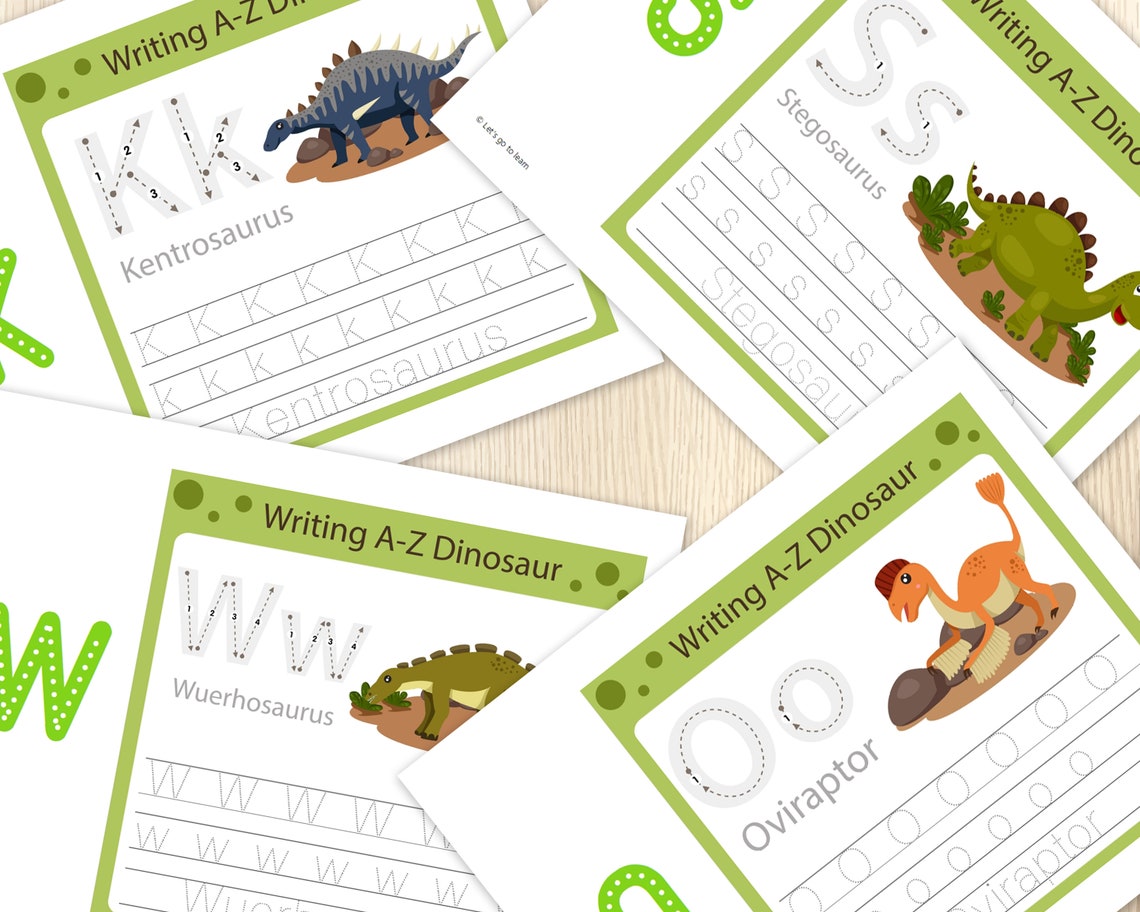 Alphabet Tracing Worksheets Dinosaurs Tracing Letters - Etsy
