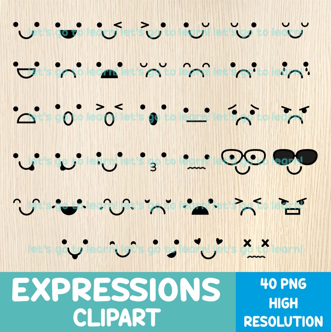 Expressions Clipart Bundle - Emotions PNG Set - Feelings - Cute Cartoon ...
