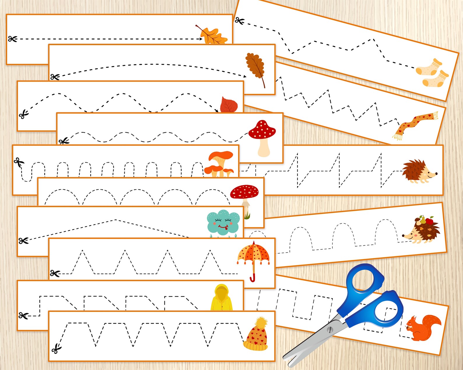 Autumn Cutting Practice Fall Scissor Strips Preschool - Etsy