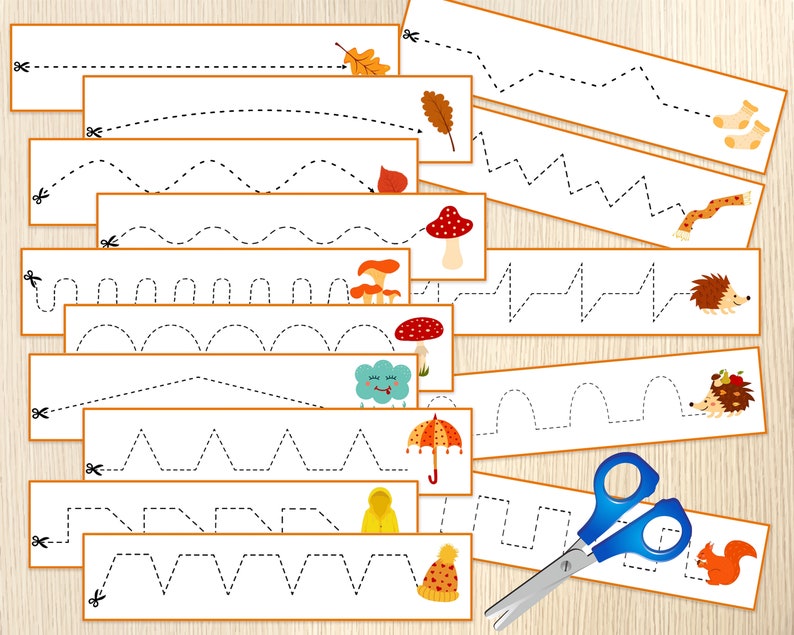 Autumn Cutting Practice Fall Scissor Strips Preschool - Etsy