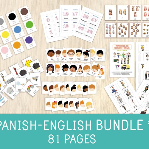 SPANISH-ENGLISH BUNDLE 1 Colors Numbers Emotions Weather - Etsy
