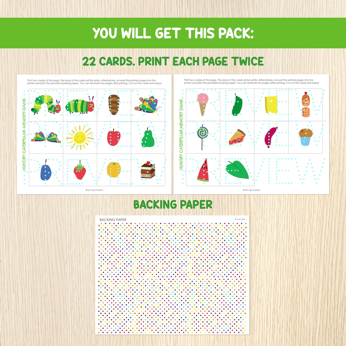 Hungry Caterpillar Memory Game, Matching Activity, Toddler, Preschool ...