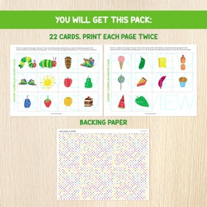 Hungry Caterpillar Memory Game, Matching Activity, Toddler, Preschool ...