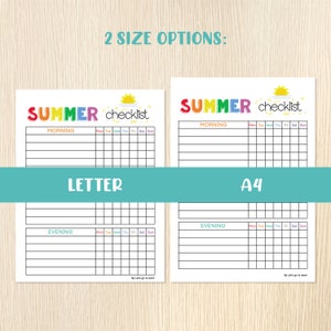 Printable Editable SUMMER Daily Checklist for Kids, Chore Chart ...