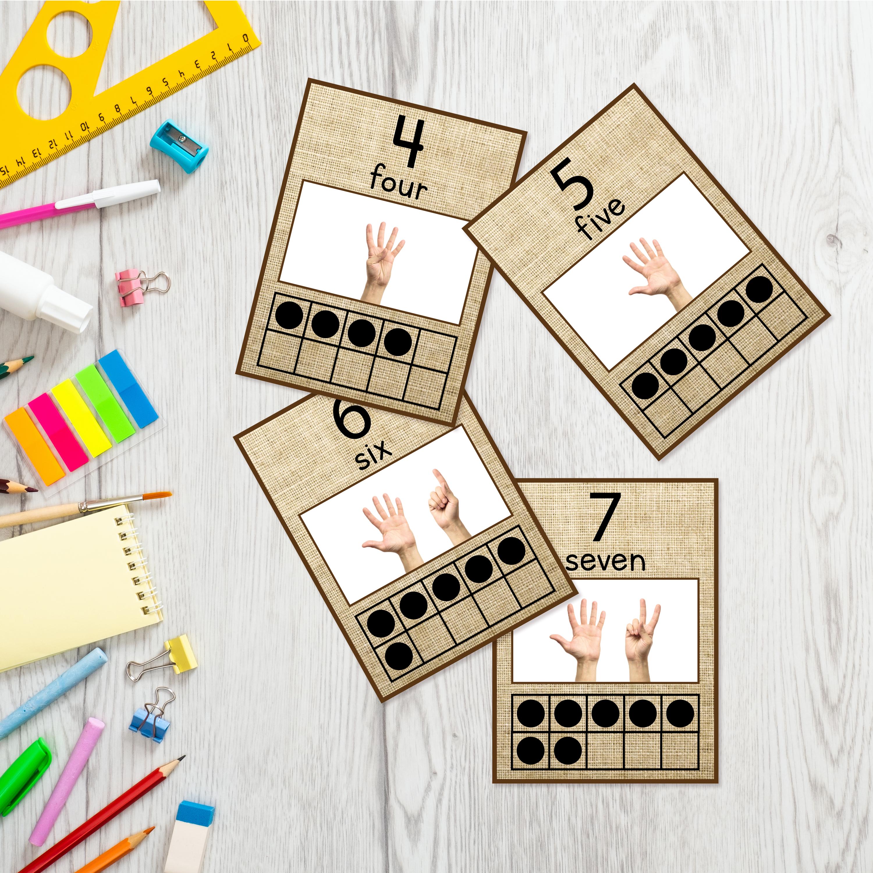 Ten Frame Number Cards, Hessian Cards, Numbers 0 to 10 Flashcards ...