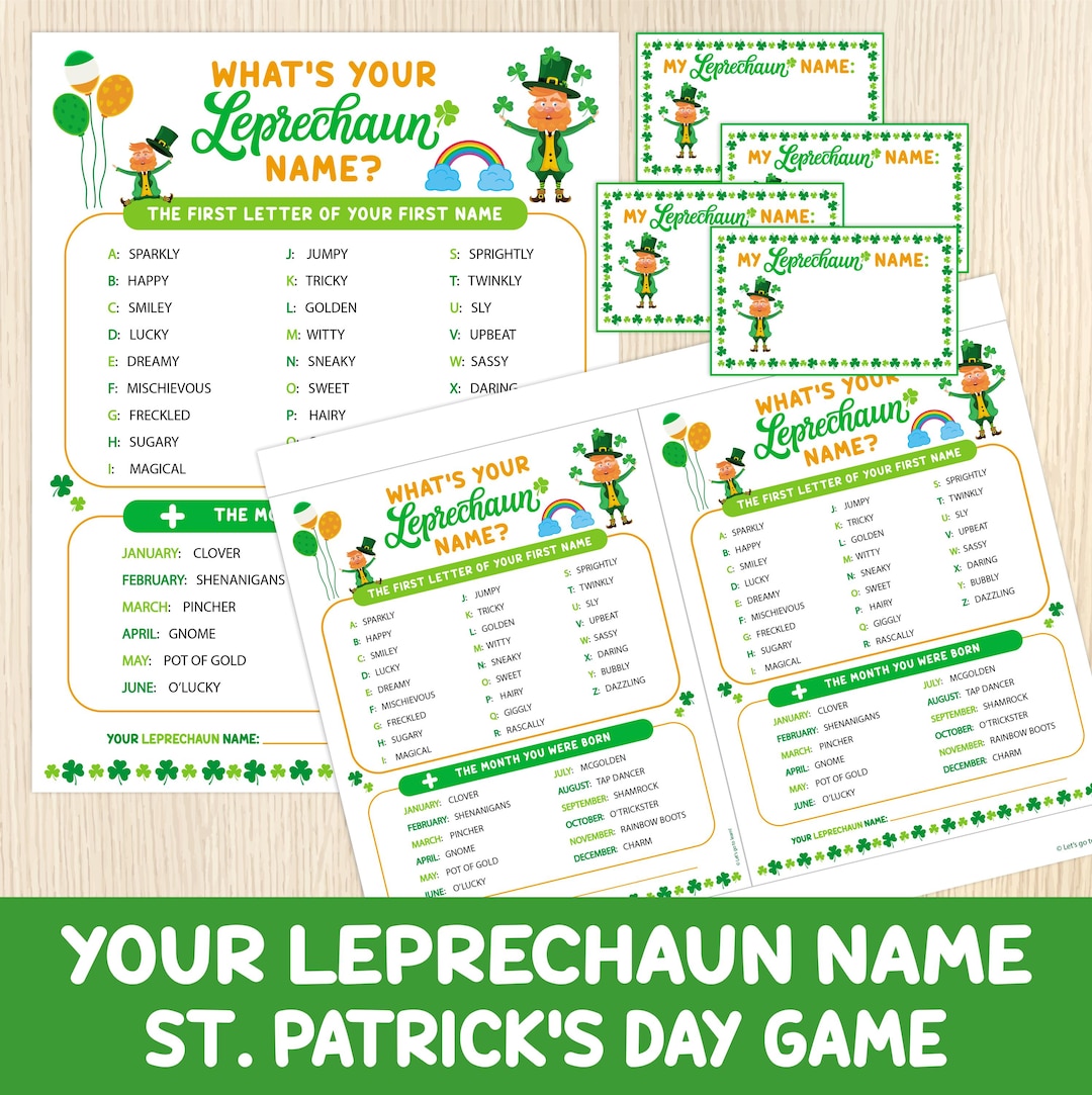 What's Your Leprechaun Name Game - St. Patrick's Day Leprechaun Name ...