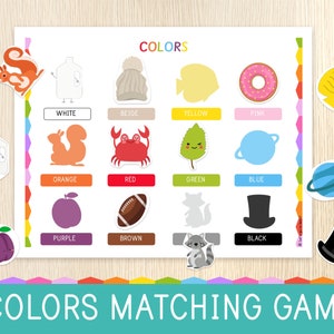 Colors Matching Game, Toddler, Preschool Activity, Busy Book Page ...