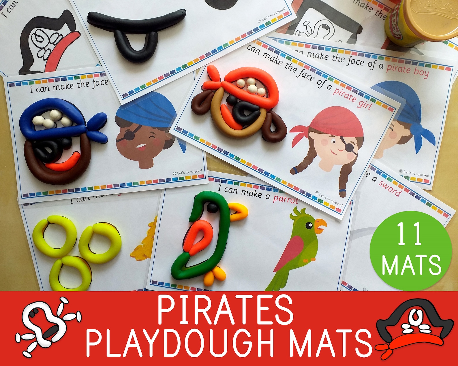 Pirates Playdough Mats, Play Doh, Preschool, Kindergarten Activity ...