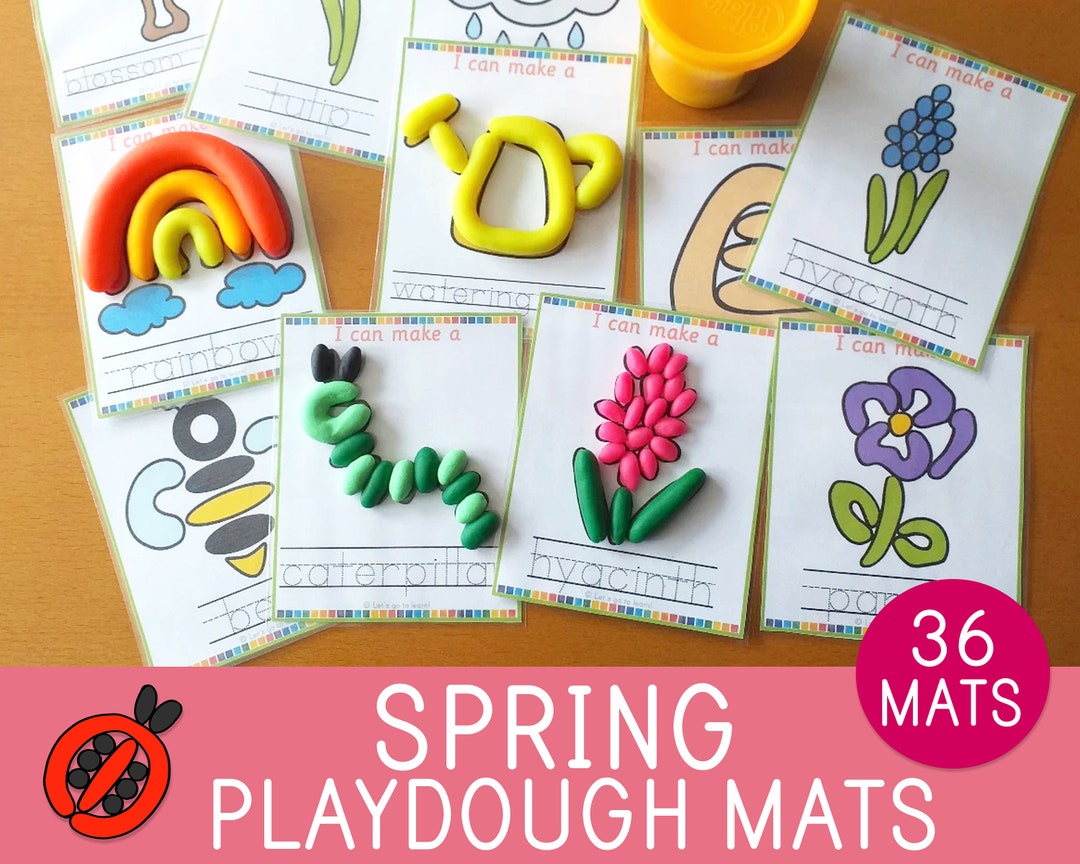 Spring Playdough Mats, 34 Visual Cards, Play Doh, Toddler Activity ...