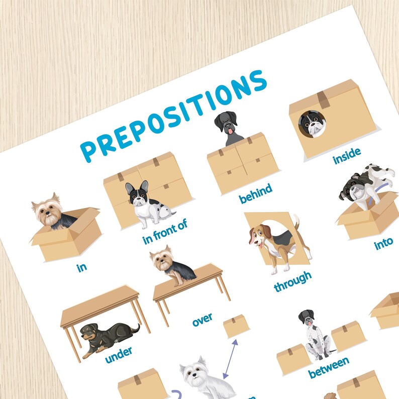 Prepositions Flashcards & Poster - ESL English Grammar Printable - 18 ...