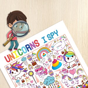 Unicorns I Spy, Seek and Find, Look and Find, 2 Printable Games, Party ...