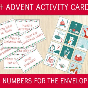 Advent Calendar Activity Cards & Numbers for Envelopes, Christmas ...