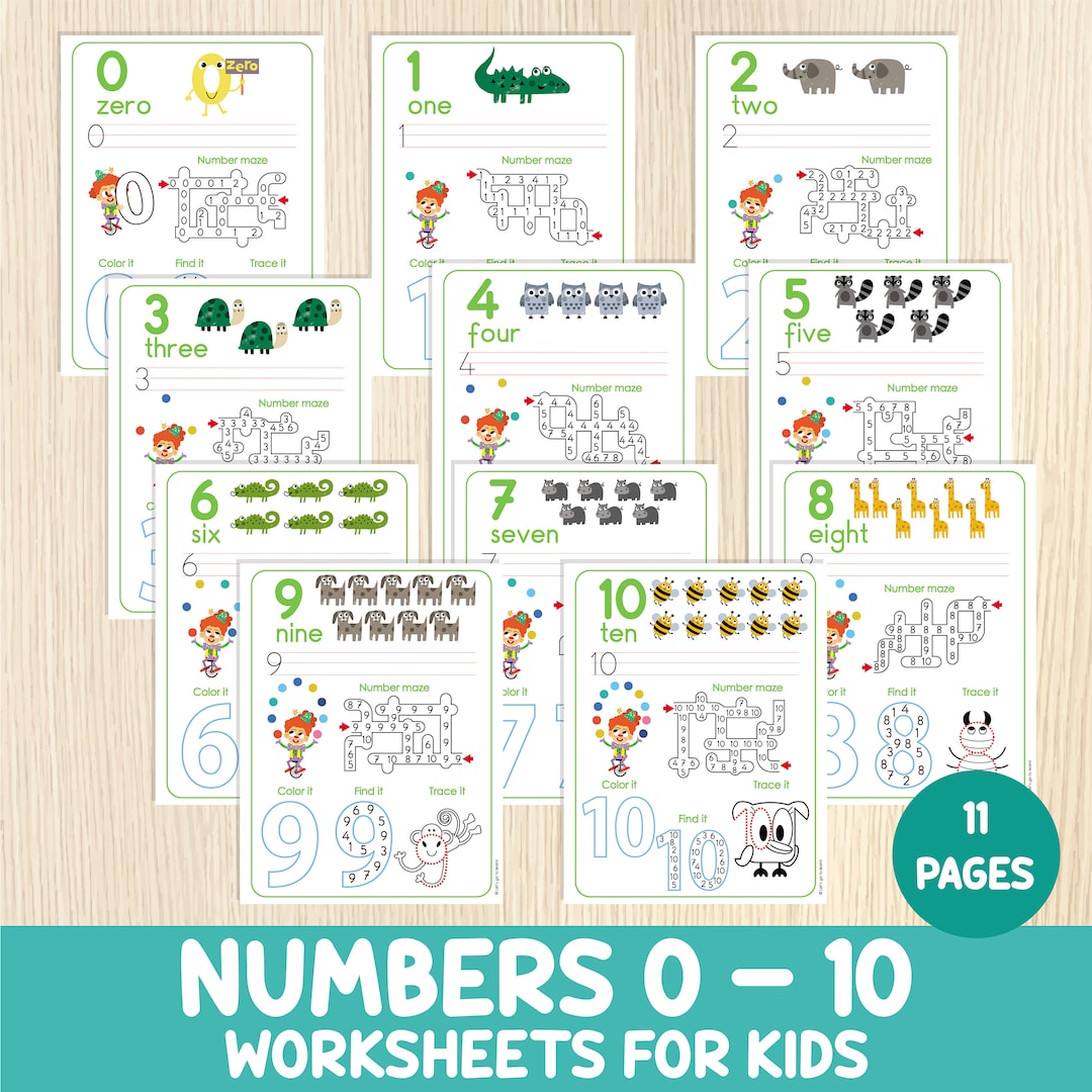 Numbers Worksheets - 0 to 10 - Preschool Math - Counting & Tracing ...