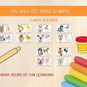 Farm Animals Playdough Mats, 12 Visual Cards, Play Doh, Toddler ...