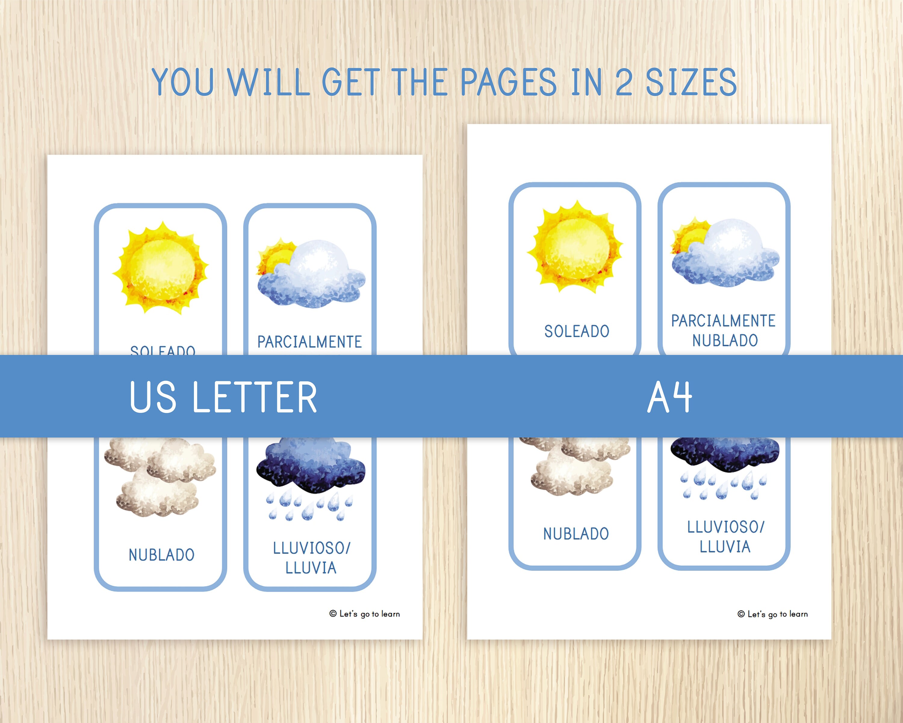 Weather Flashcards in SPANISH - 18 Cards - Toddler & Preschool Activity ...