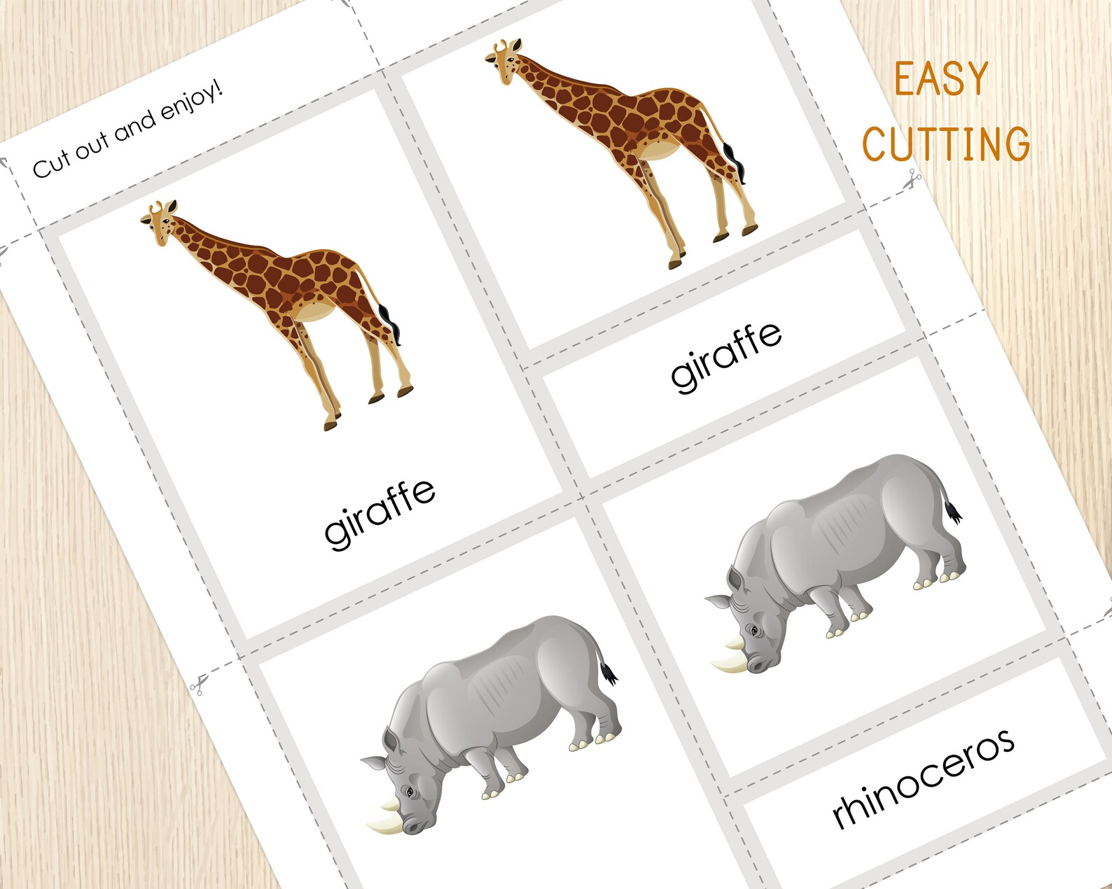 African Animals 3-part Cards - Nomenclature Cards - Africa Unit Study ...