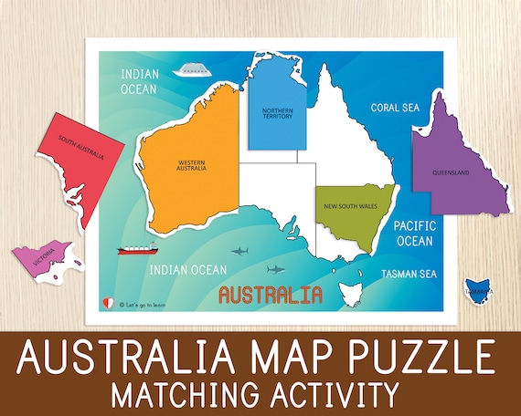 Australia Map Puzzle Matching Activity Australia States - Etsy