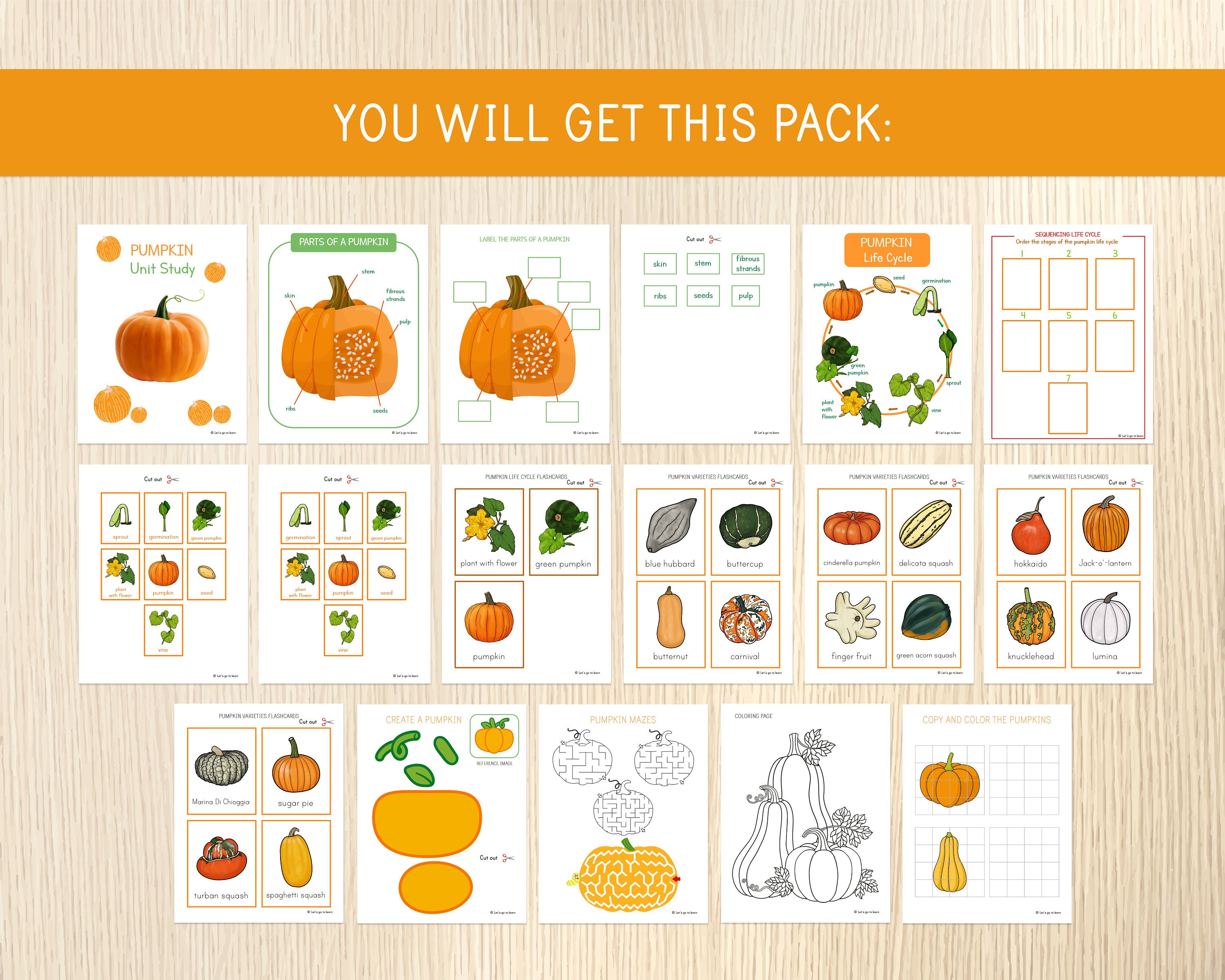Pumpkin Unit Study, Parts, Life Cycle, Varieties, Worksheets, Fall ...