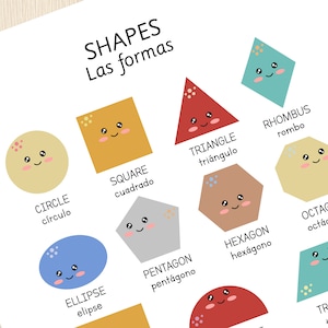 Shapes Poster in English & Spanish, Bilingual Poster, Classroom and ...