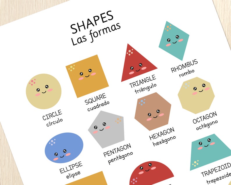 Shapes Poster in English & Spanish, Bilingual Poster, Classroom and ...