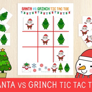 Santa Vs Grinch Tic Tac Toe, Christmas Game, Toddler, Preschool ...