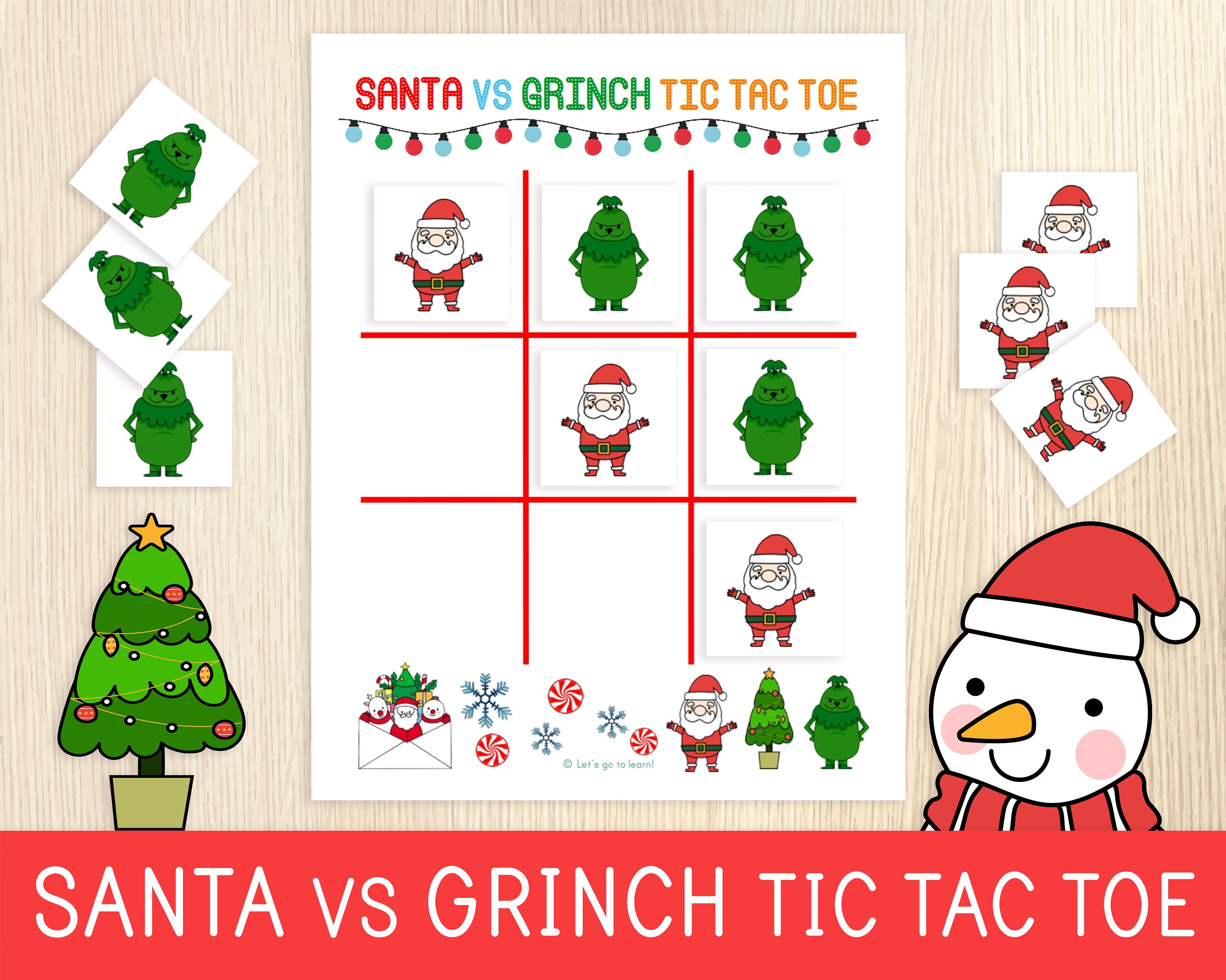 Santa Vs Grinch Tic Tac Toe, Christmas Game, Toddler, Preschool ...