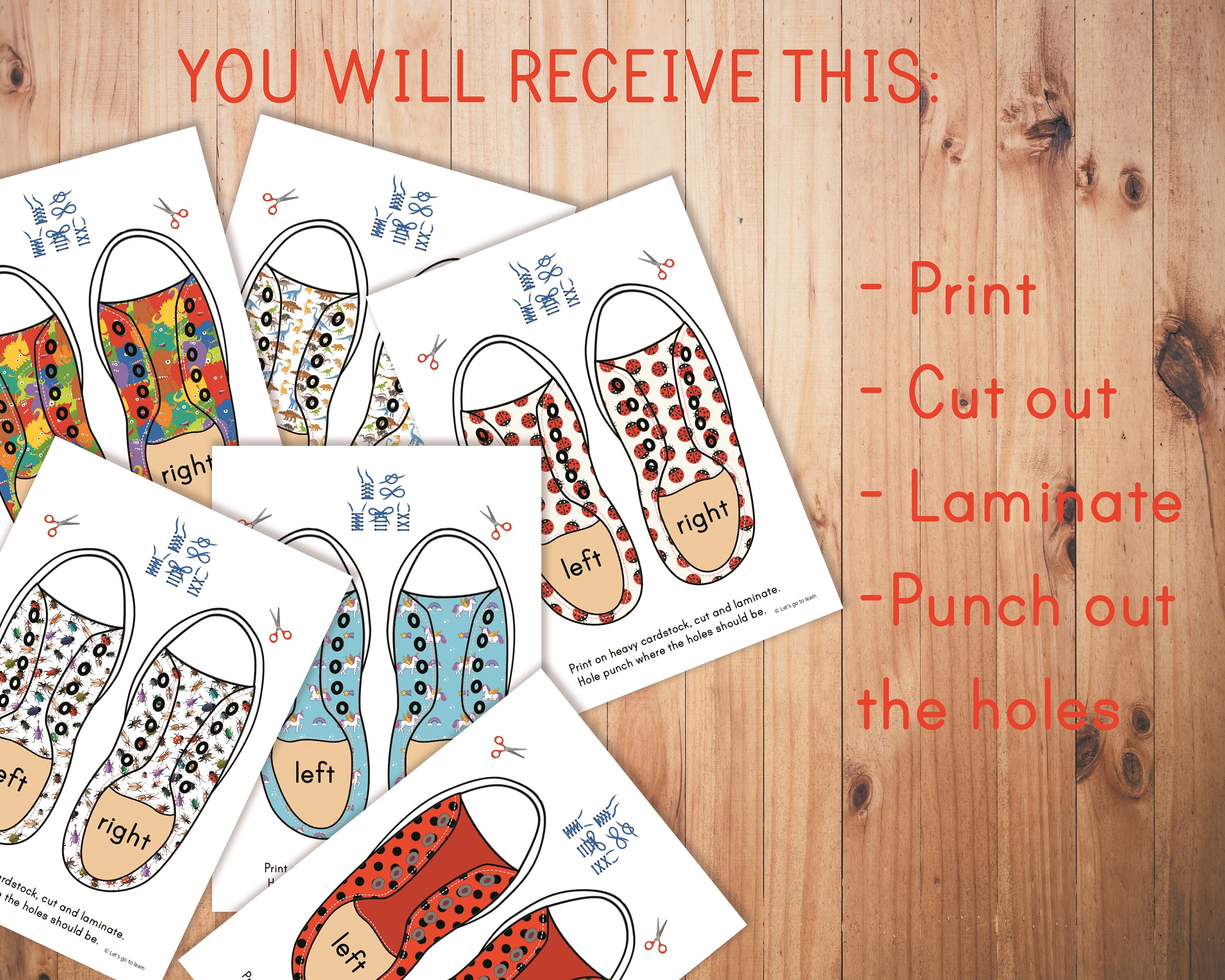 Shoe Lacing & Tying Practice Shoelaces 6 Different Designs | Etsy