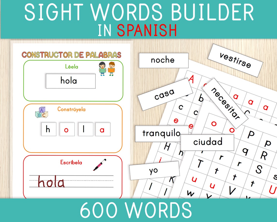 Sight Word Builder - SPANISH, 600 Words, Spelling Game, Elementary ...