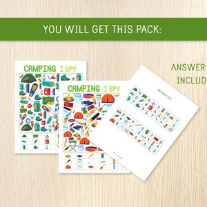 Camping I Spy, Counting Game, Look and Find, Summer Camp Activity, I ...