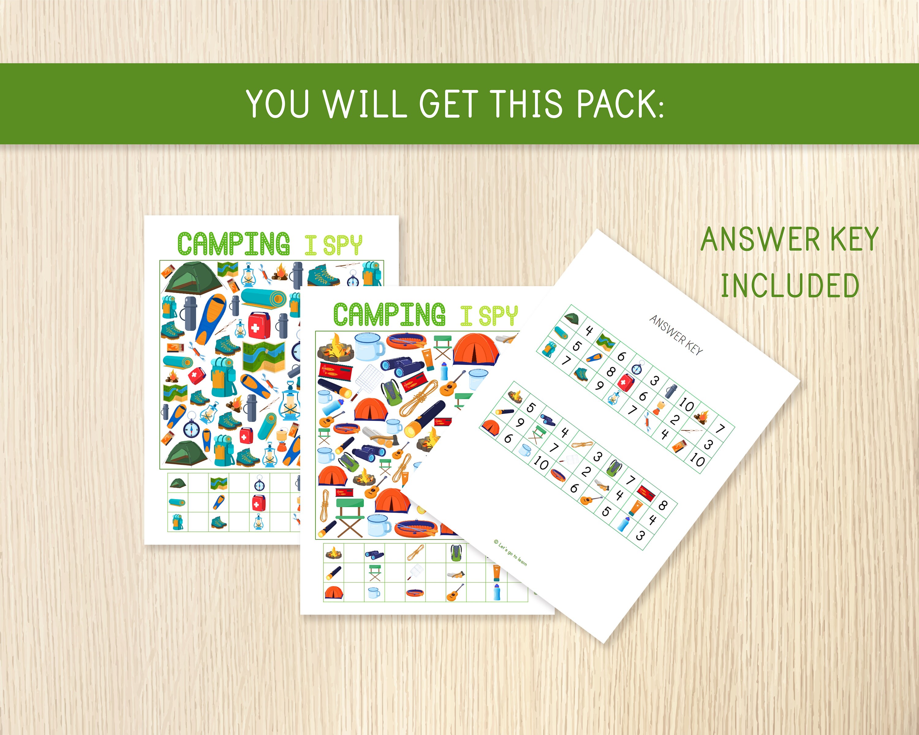 Camping I Spy, Counting Game, Look and Find, Summer Camp Activity, I ...